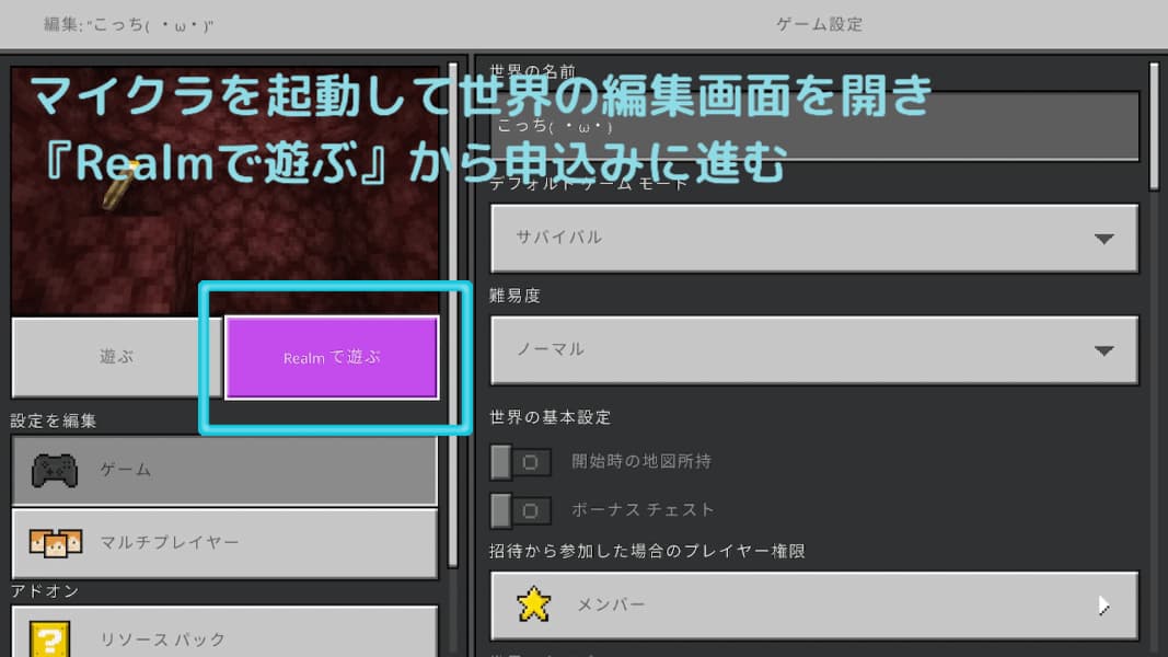 マイクラ『Realms』の料金や特徴など【Switch 統合版】